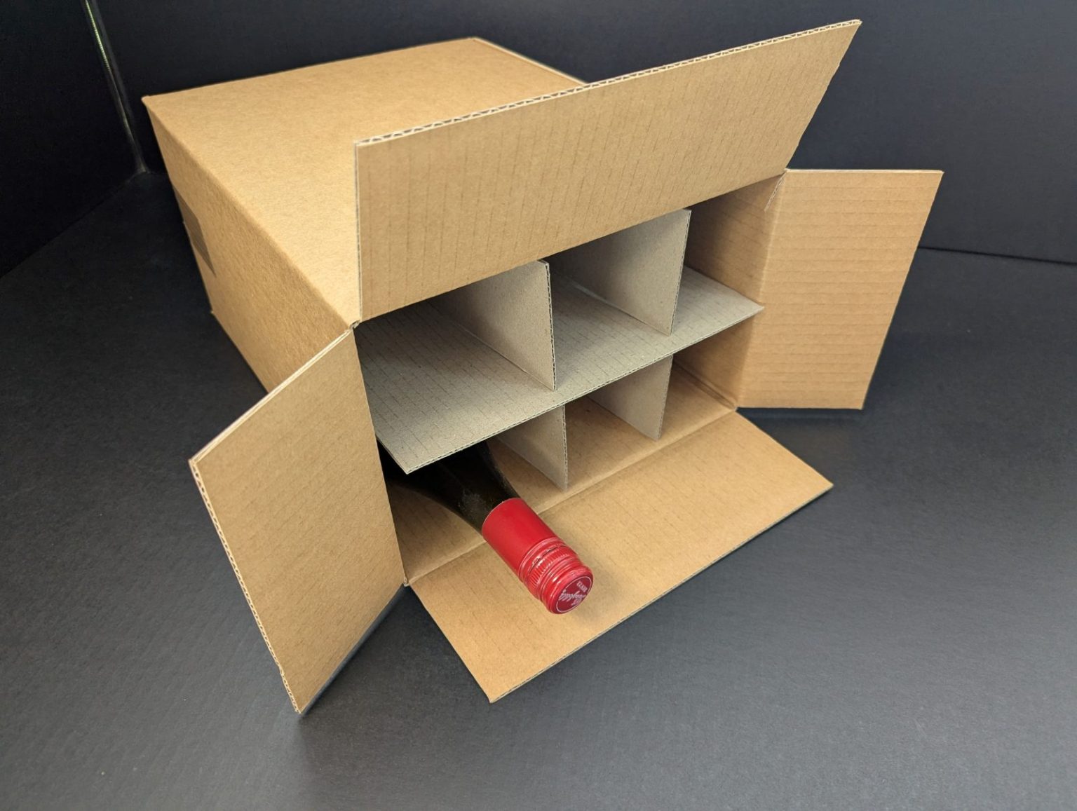 6 Bottle Wine RSC Carton Stand Up BROWN with Quality Divider