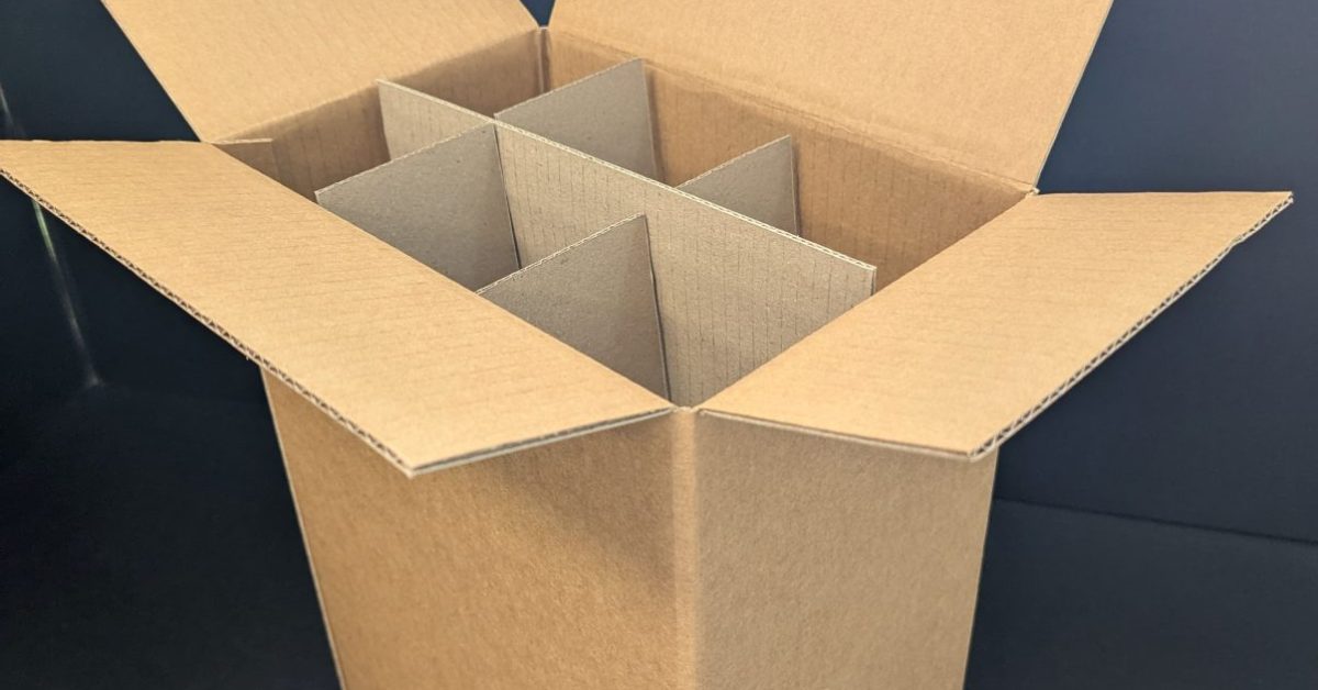 6 Bottle Wine RSC Carton Stand Up BROWN with Quality Divider