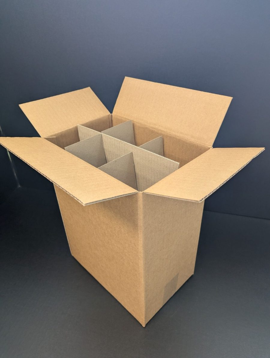 6 Bottle Wine RSC Carton Stand Up BROWN with Quality Divider