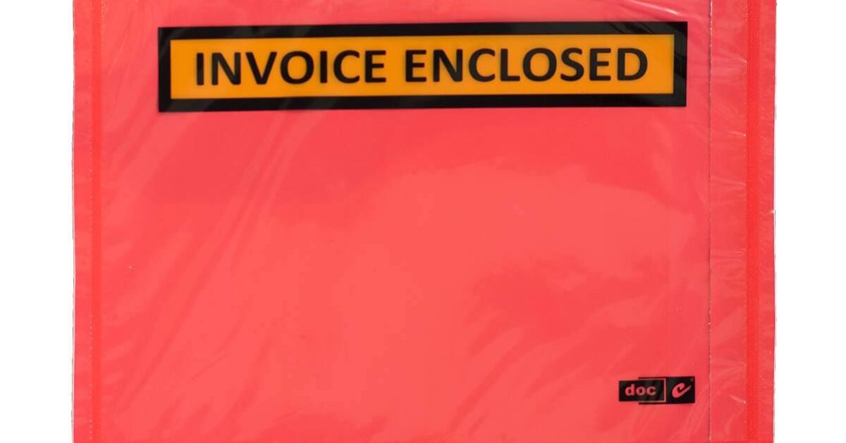 Invoice Enclosed Pouch 115 x 165 Red (1000) - Able Packaging Supplies ...