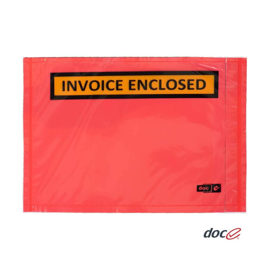 Invoice Enclosed Pouch 125 x 175 Red Top Entry (1000) - Able Packaging ...