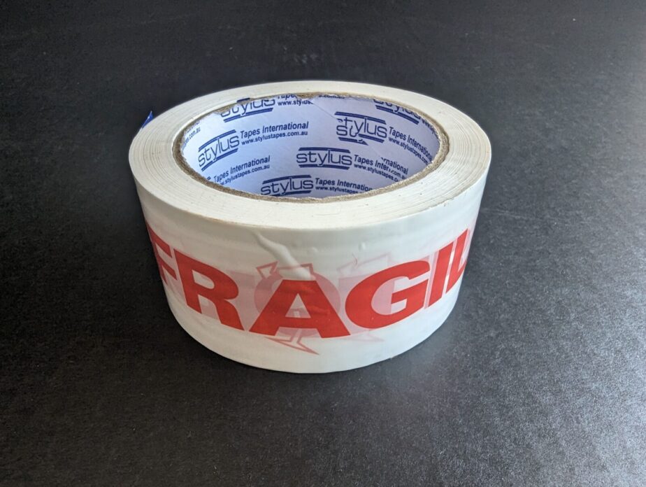 Fragile Tape (Red on White) Carton 36 Rolls - Able Packaging Supplies ...